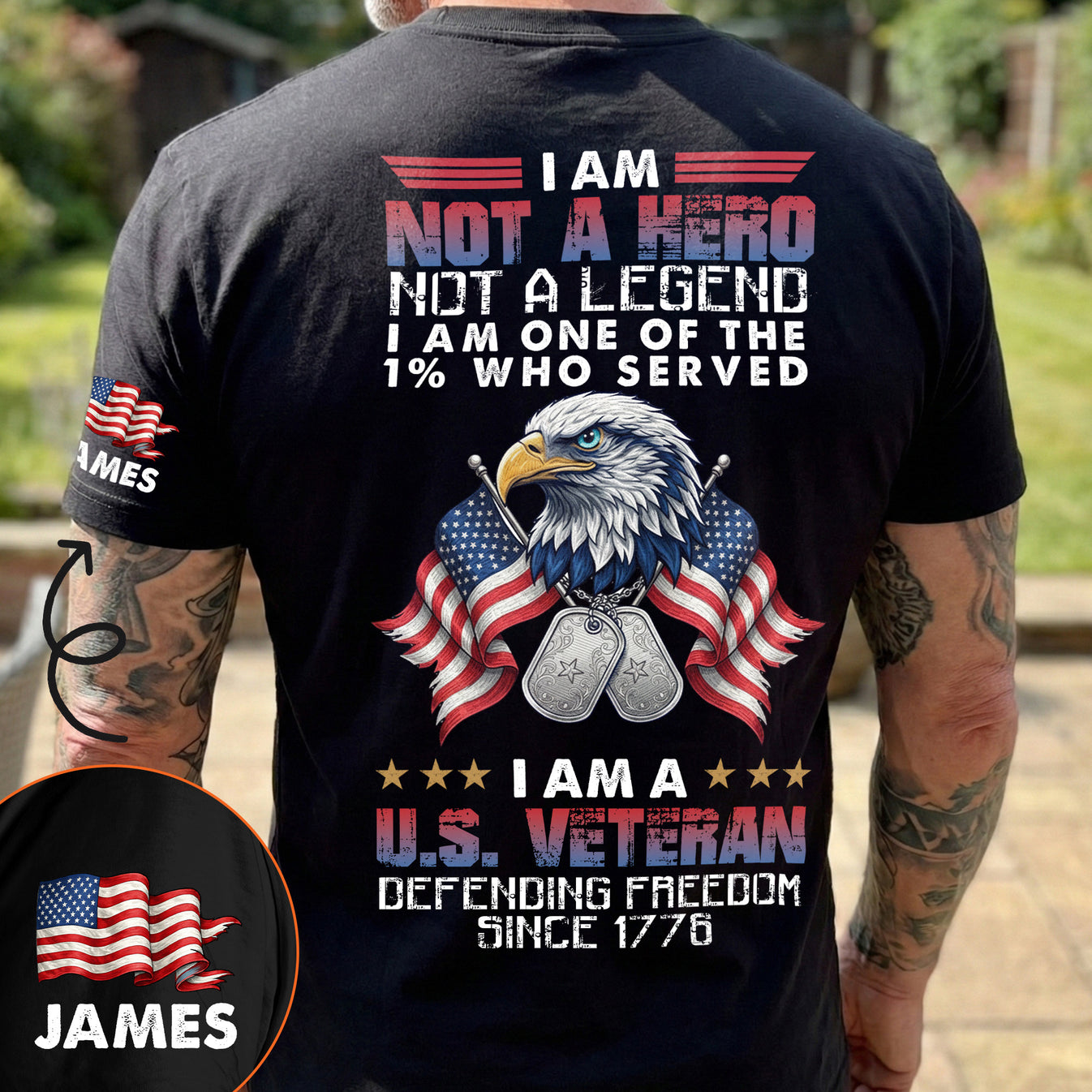 I Am A U.S. Veteran Defending Freedom Since 1776 - Personalized Back P ...
