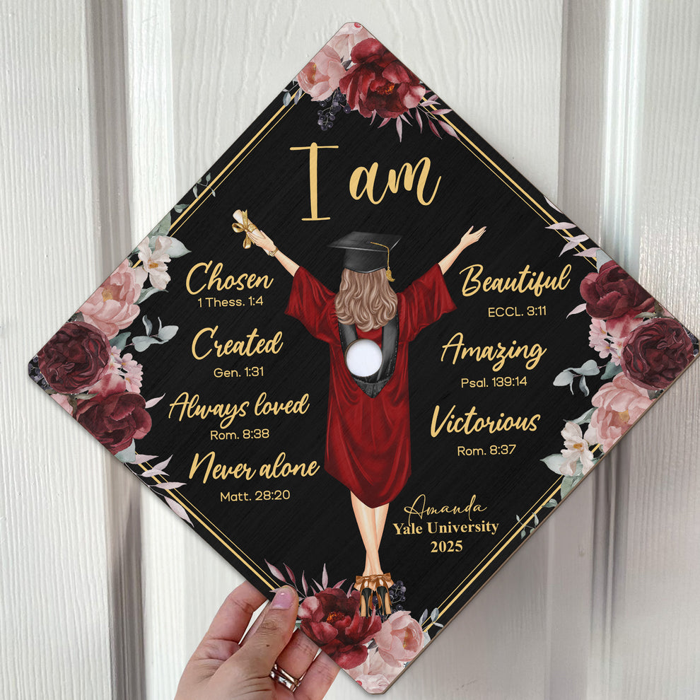 I Am Chosen Created Loved - Personalized Graduation Cap Topper – Macorner