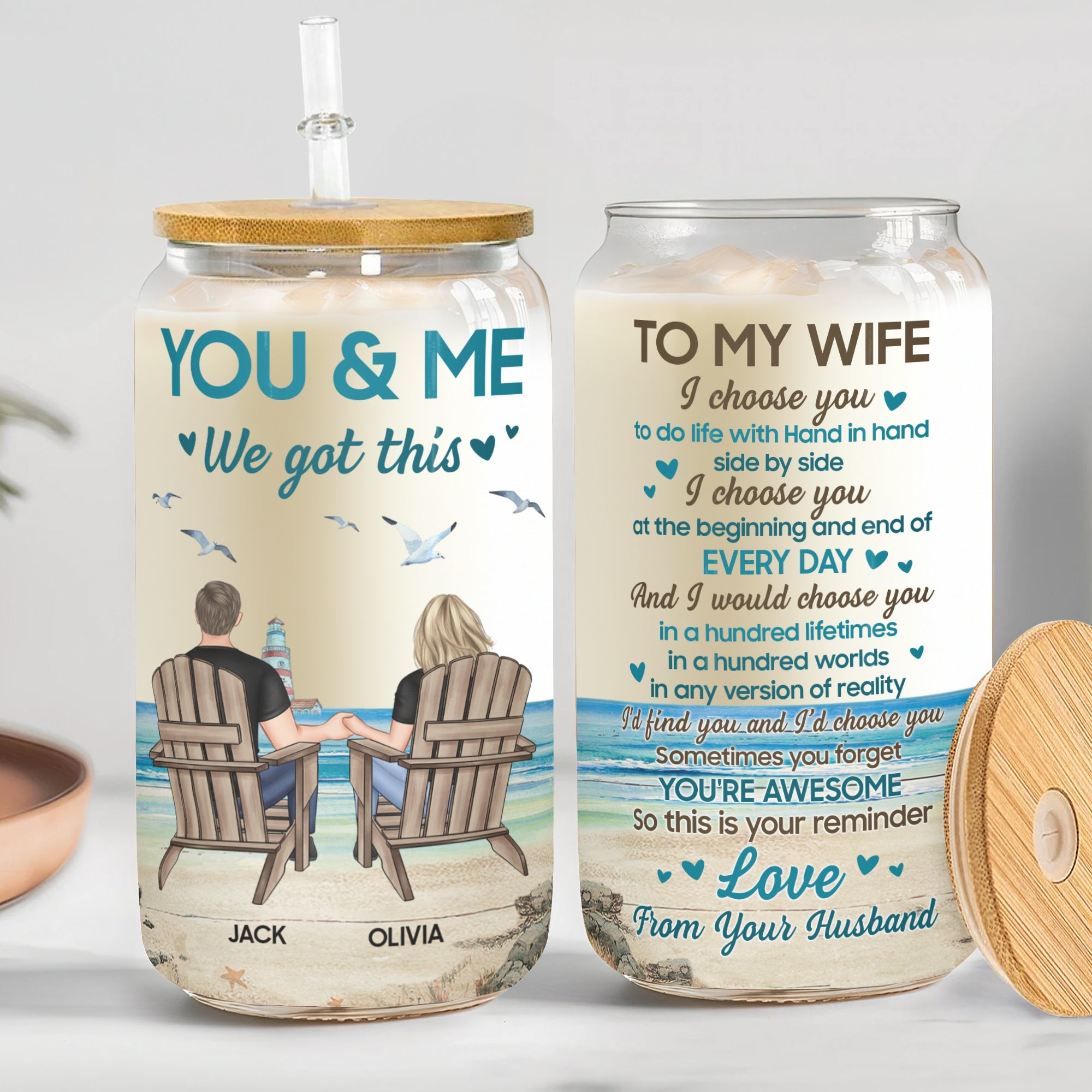I Choose You To Do Life With - Personalized Clear Glass Cup – Macorner