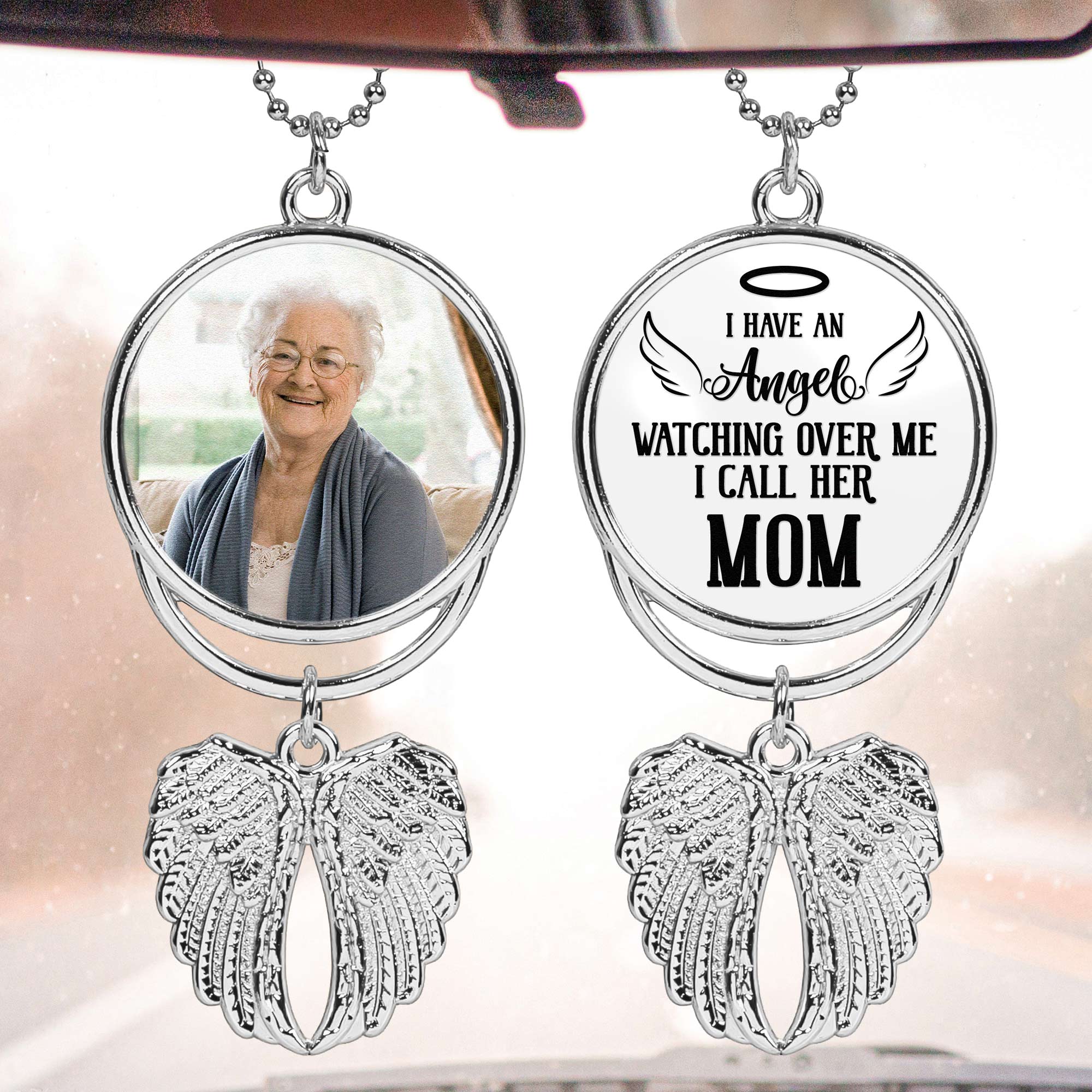 I Have An Angel Watching Over Me - Custom Angel Wings Car Hanging Photo ...