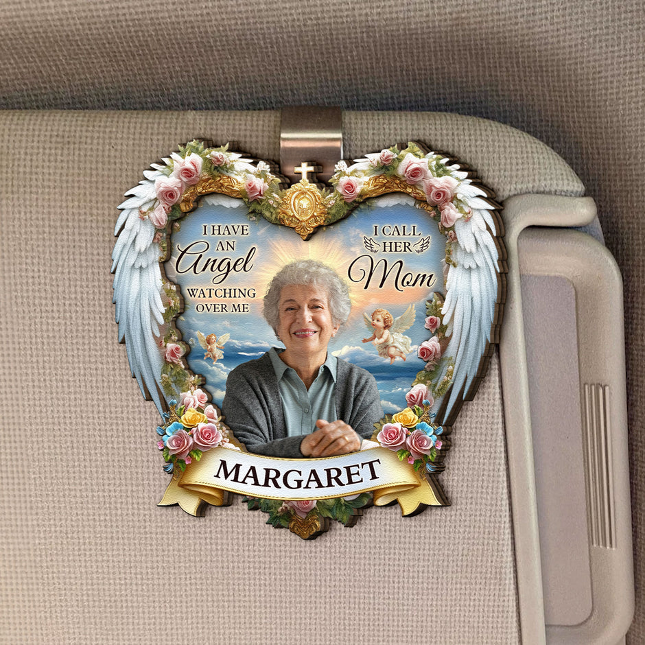 I Have An Angel Watching Over Me - Personalized Wooden Photo Car Visor ...