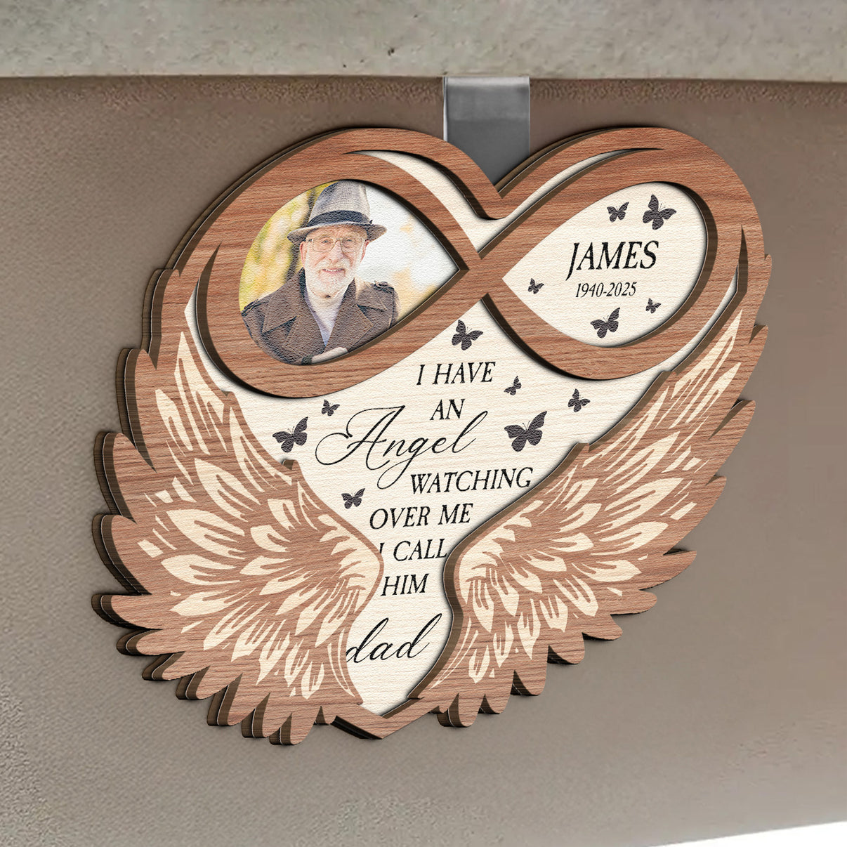 I Have An Angel Watching Over Me - Personalized Wooden Photo Car Visor ...