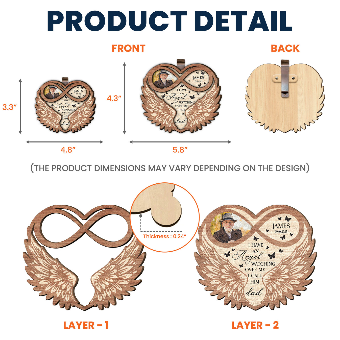I Have An Angel Watching Over Me - Personalized Wooden Photo Car Visor ...