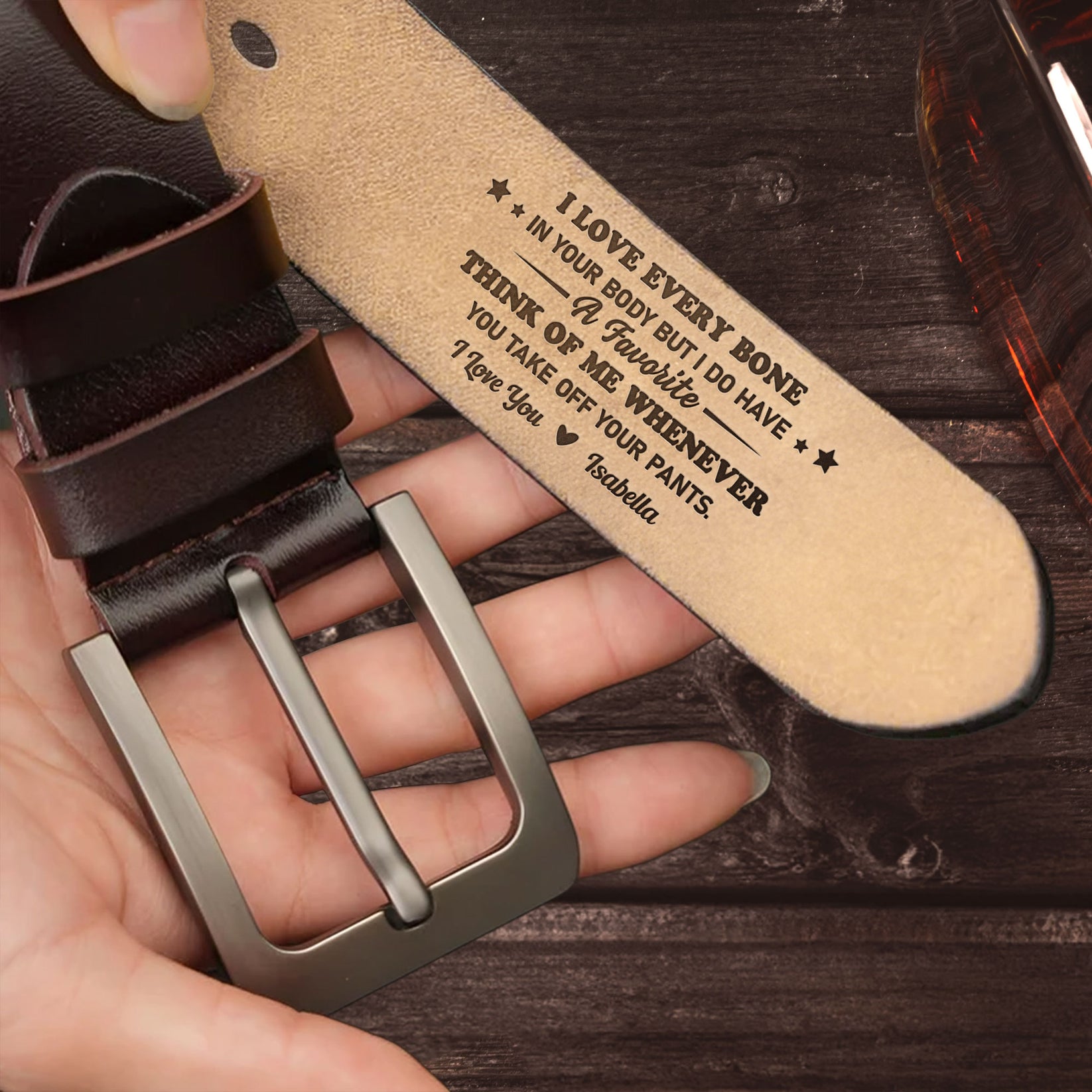 I Love Every Bone In Your Body - Personalized Engraved Leather Belt ...