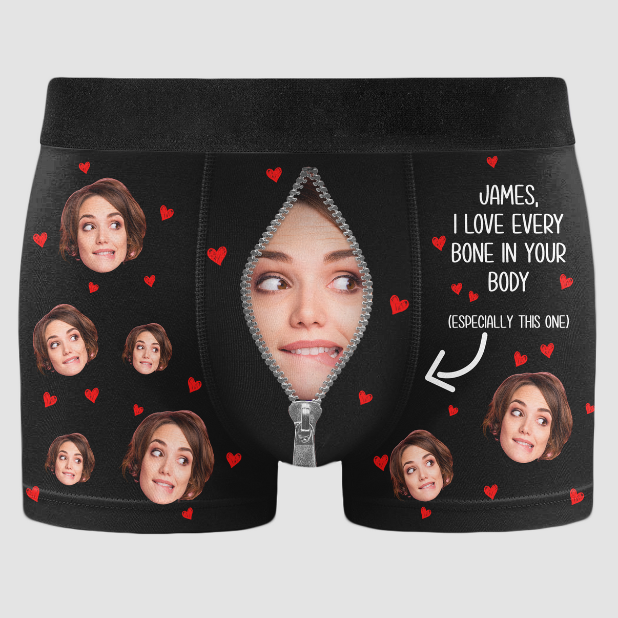 I Love Every Bone In Your Body - Personalized Photo Men's Boxer Briefs ...