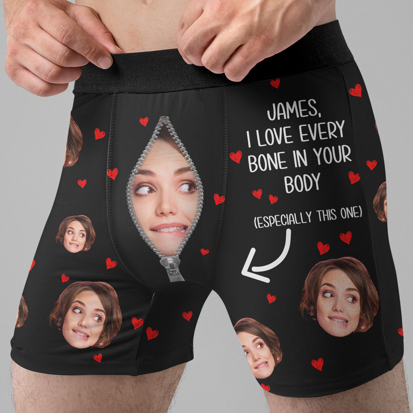 I Love Every Bone In Your Body - Personalized Photo Men's Boxer Briefs ...