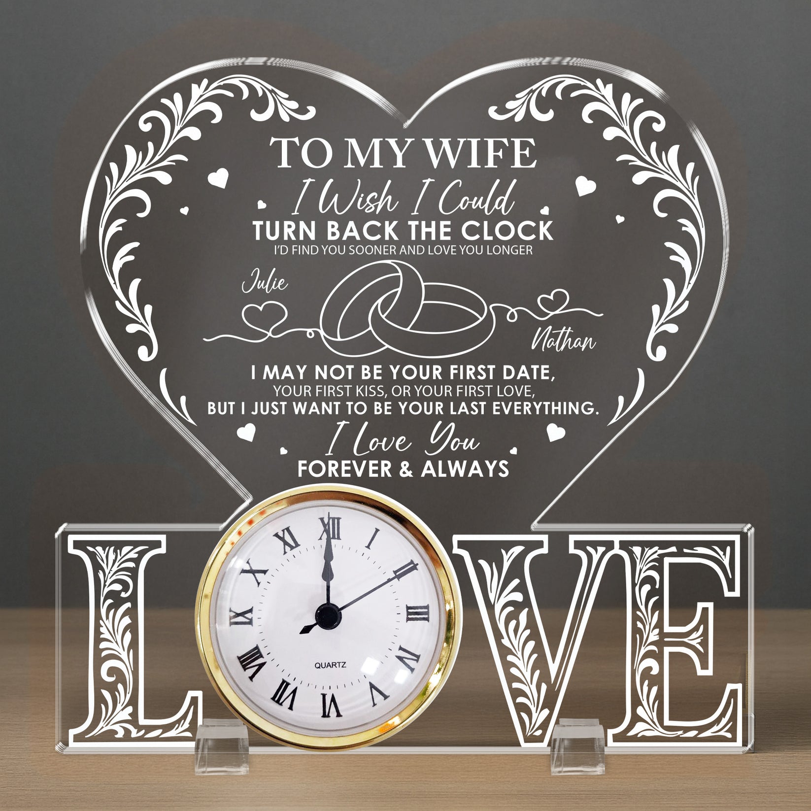 I Wish I Could Turn Back The Clock Anniversary Gift - Personalized Acr ...
