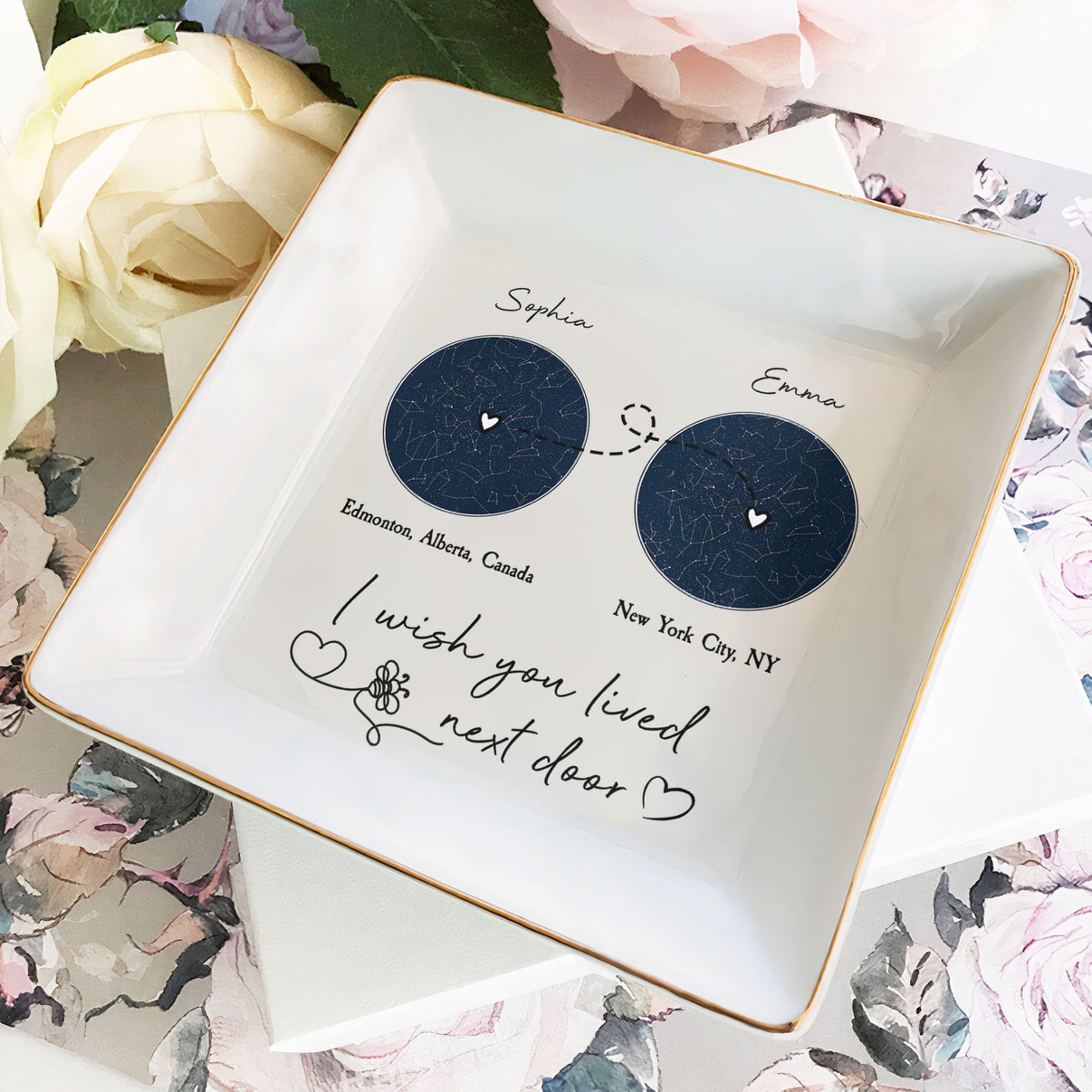 I Wish You Lived Next Door - Custom Star Map - Personalized Jewelry Dish – Macorner