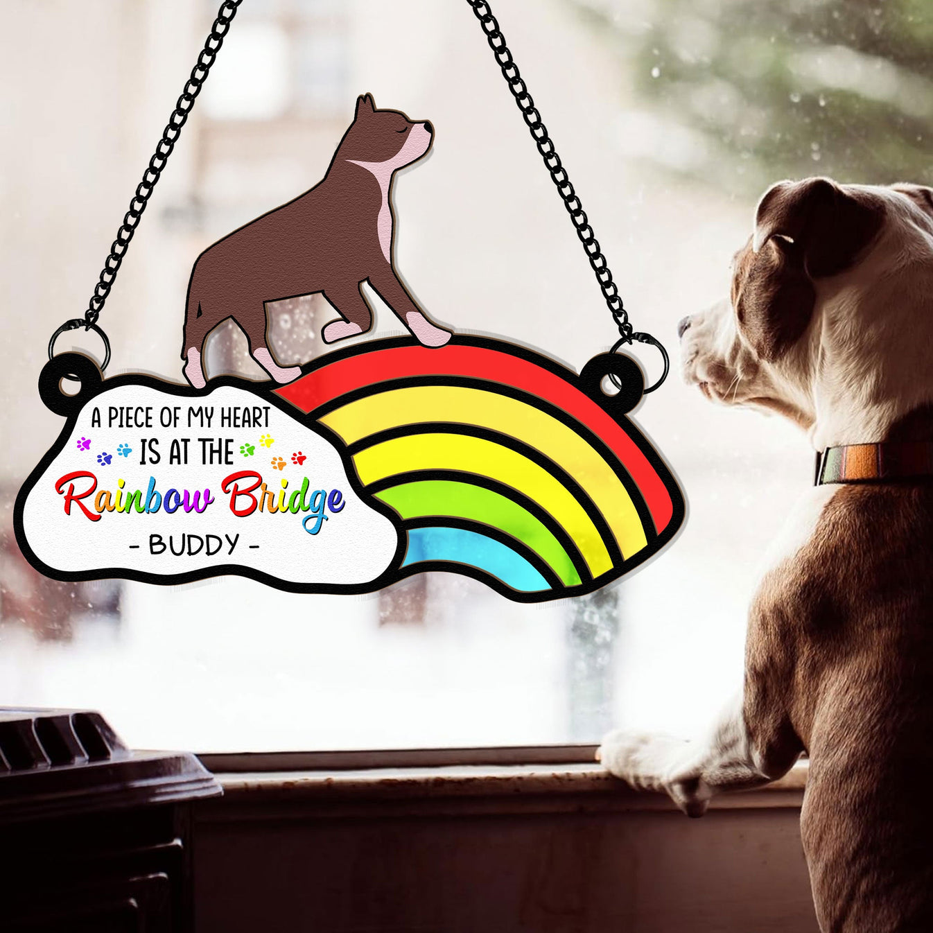 I'll Meet You At The Rainbow Bridge - Personalized Window Hanging Sunc ...