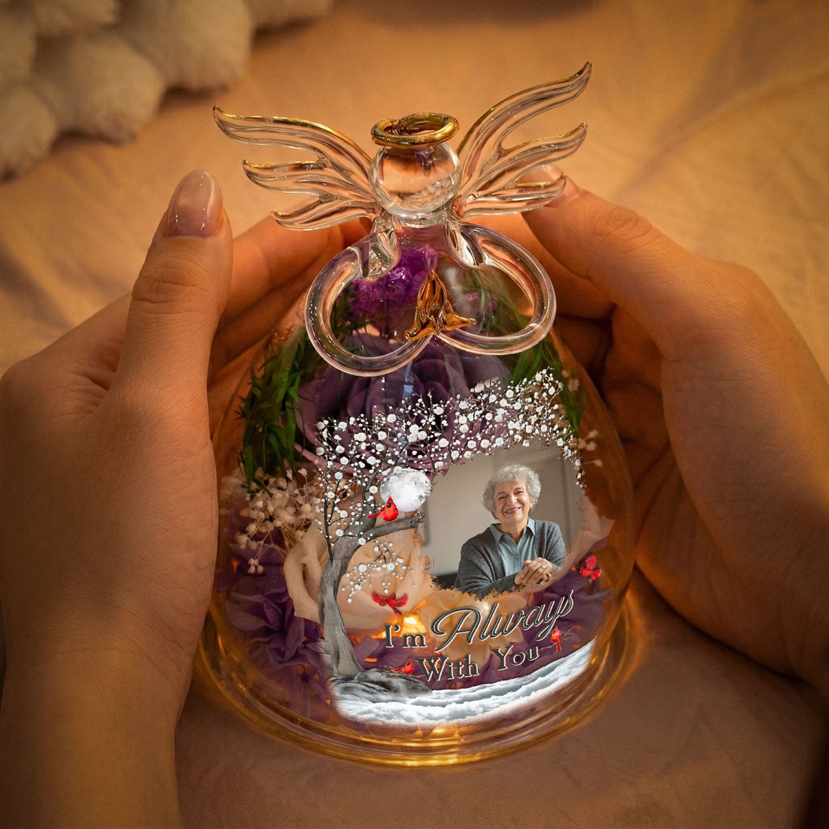 I'm Always With You - Personalized Flower In Glass Angel Figurines ...