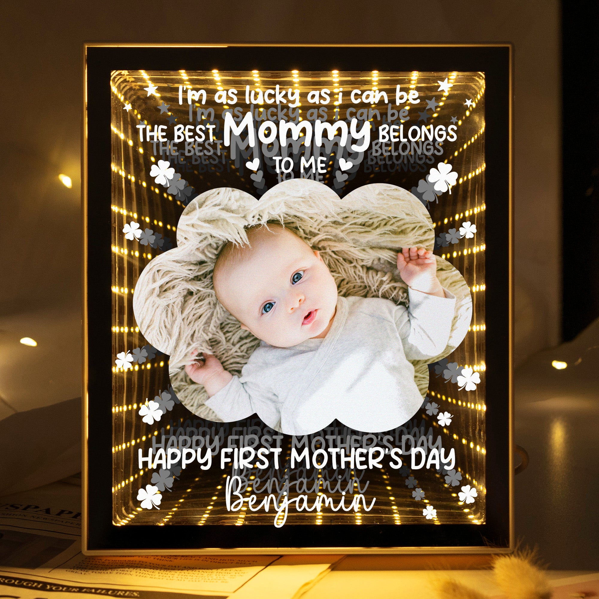 I'm As Lucky As Can Be - Personalized Infinity Mirror Light Box – Macorner