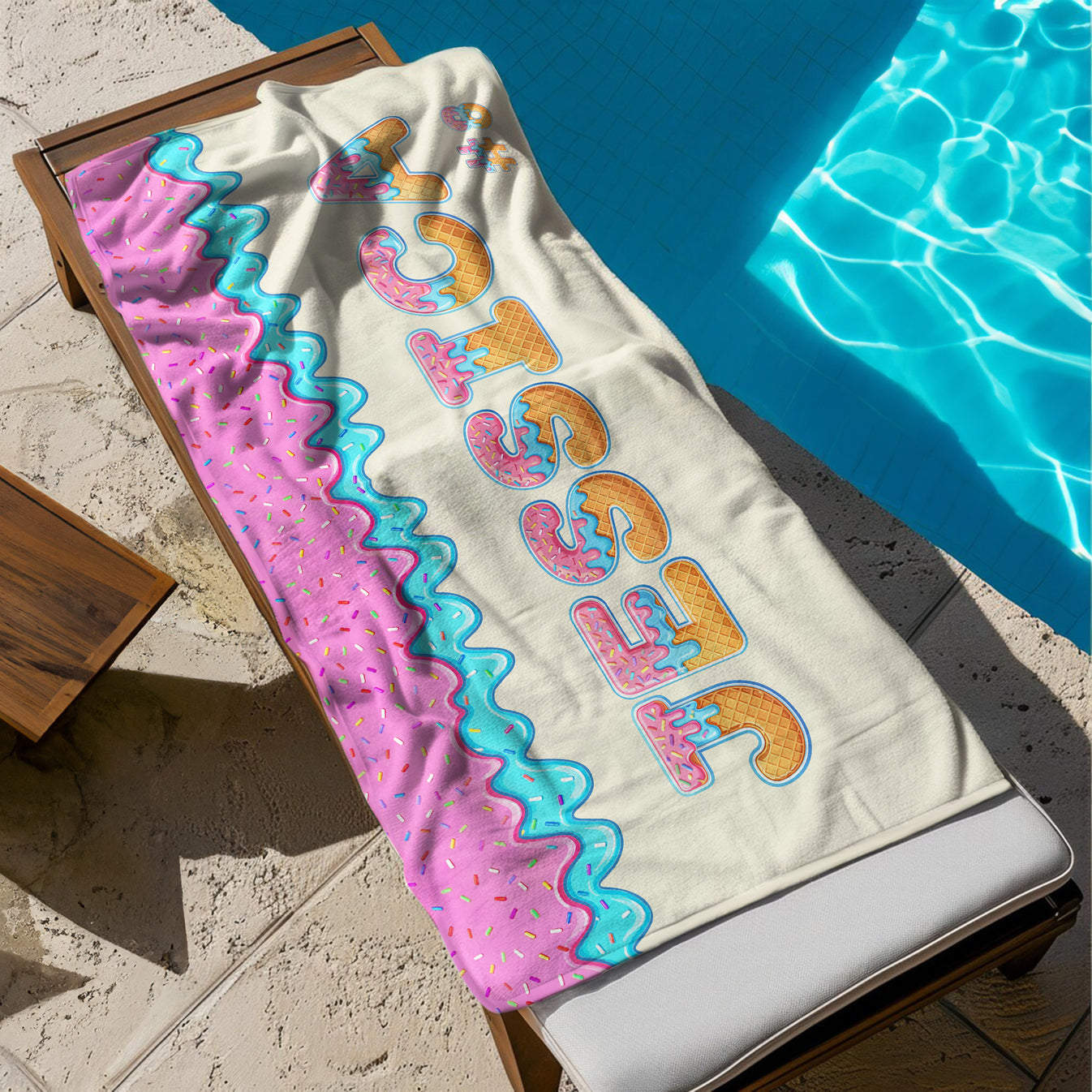 Ice Cream Drip Custom Name - Personalized Quick-Dry Beach Towel – Macorner