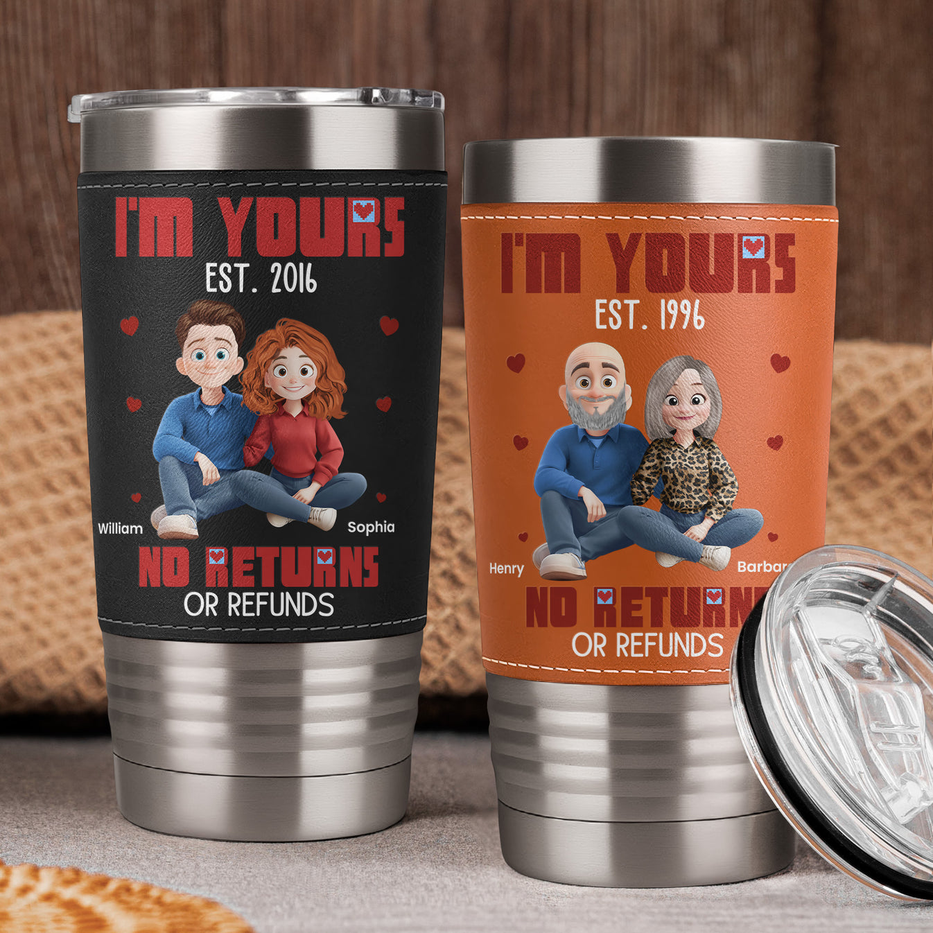 I'm Yours No Returns Or Refunds - Personalized 20oz Leather Wrapped ...