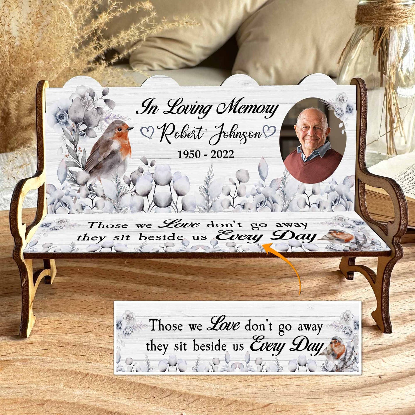 In Loving Memory - Personalized Photo Memorial Bench Keepsake – Macorner