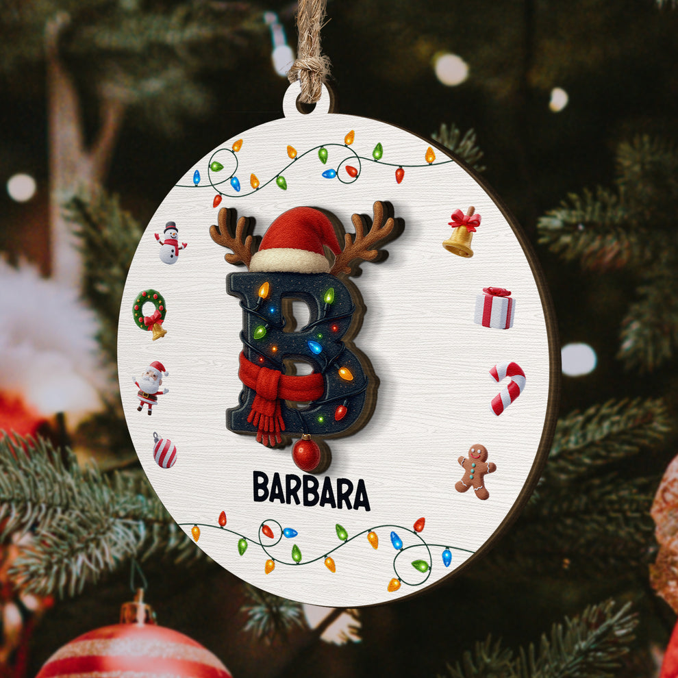 Initial Name Christmas - Personalized Wooden Ornament – Macorner