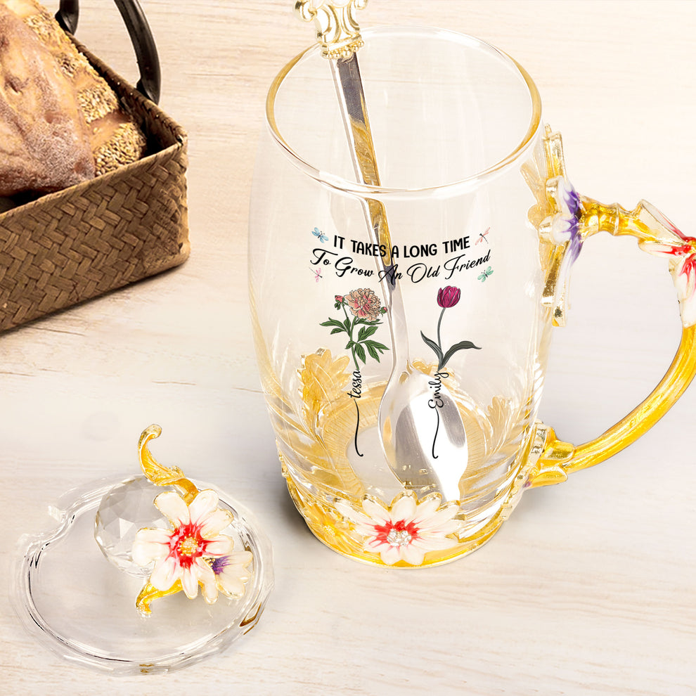 It Takes A Long Time To Grow An Old Friend - Personalized Enamel Flower ...