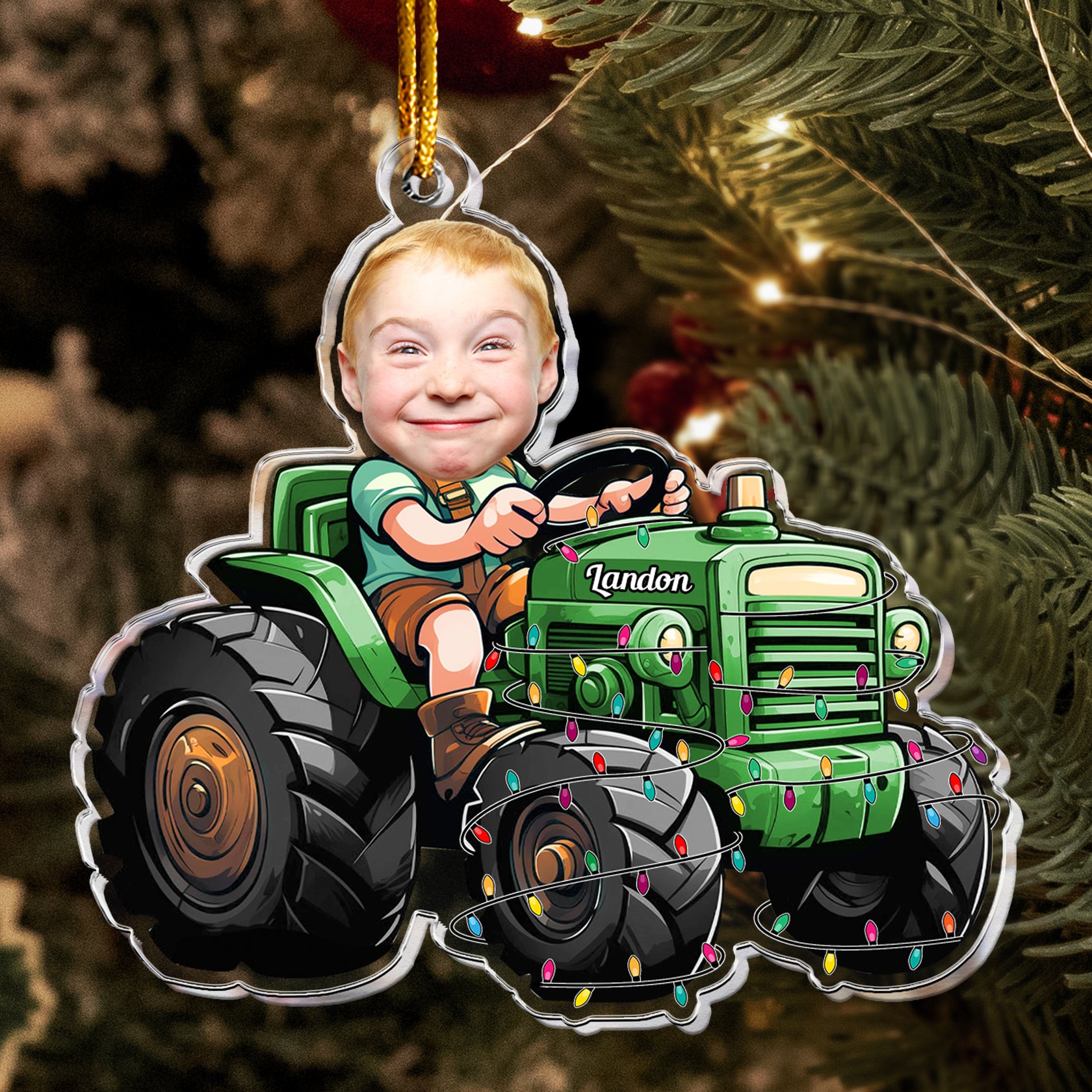 Just A Boy Who Loves Tractor Custom Kid Face - Personalized Acrylic ...