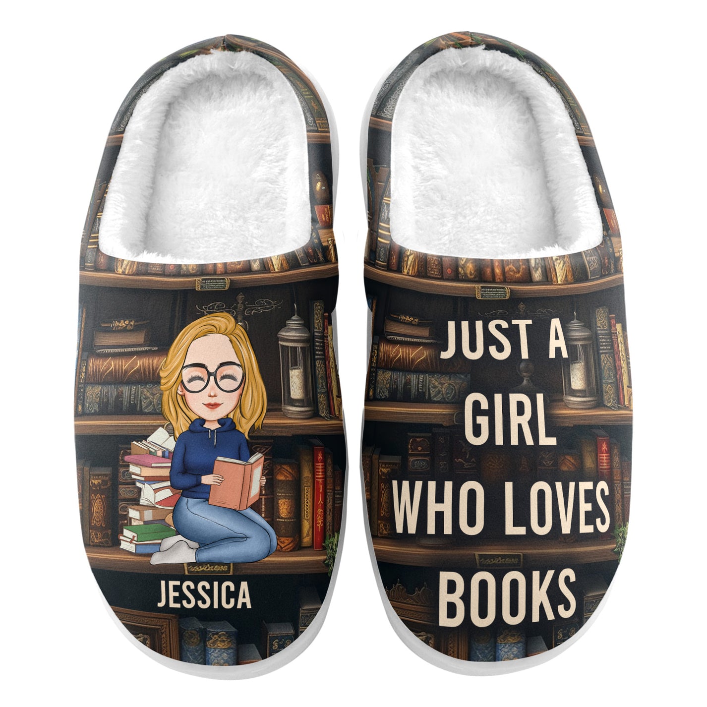 Just A Girl Who Loves Books - Personalized Slippers - Gift For Daughte ...