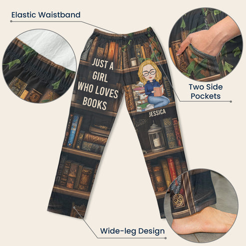Just A Girl Who Loves Books - Personalized Sweatpants, Lounge Pants ...