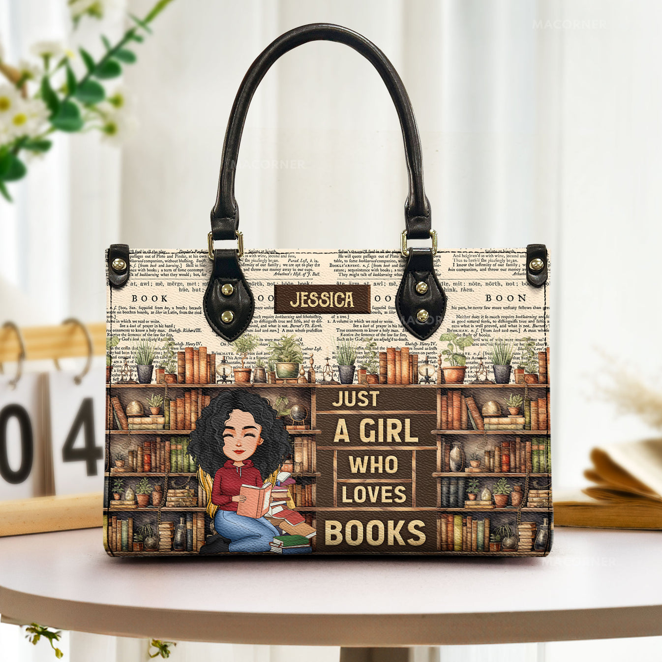 Just A Girl Who Loves Books Vintage - Personalized Leather Bag – Macorner