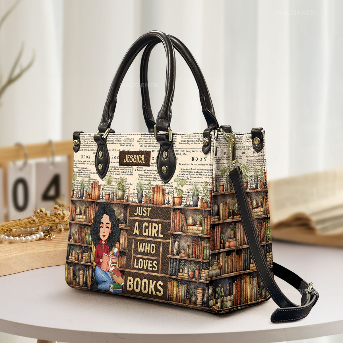 Just A Girl Who Loves Books Vintage - Personalized Leather Bag – Macorner