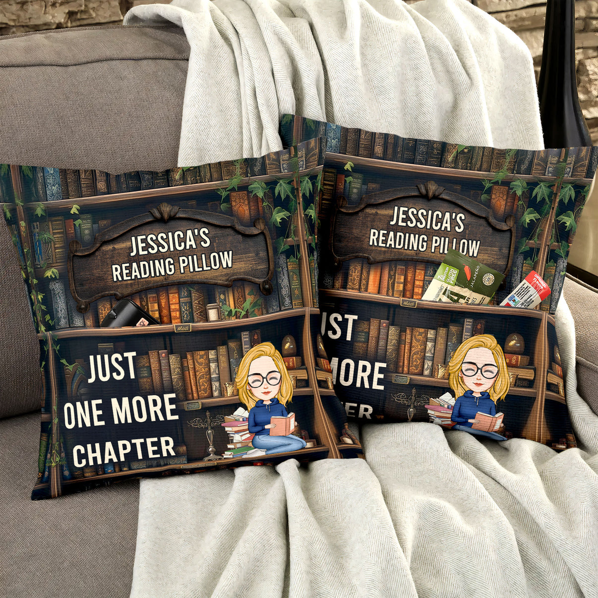 Just One More Chapter- Reading Pillow - Personalized Pocket Pillow ...