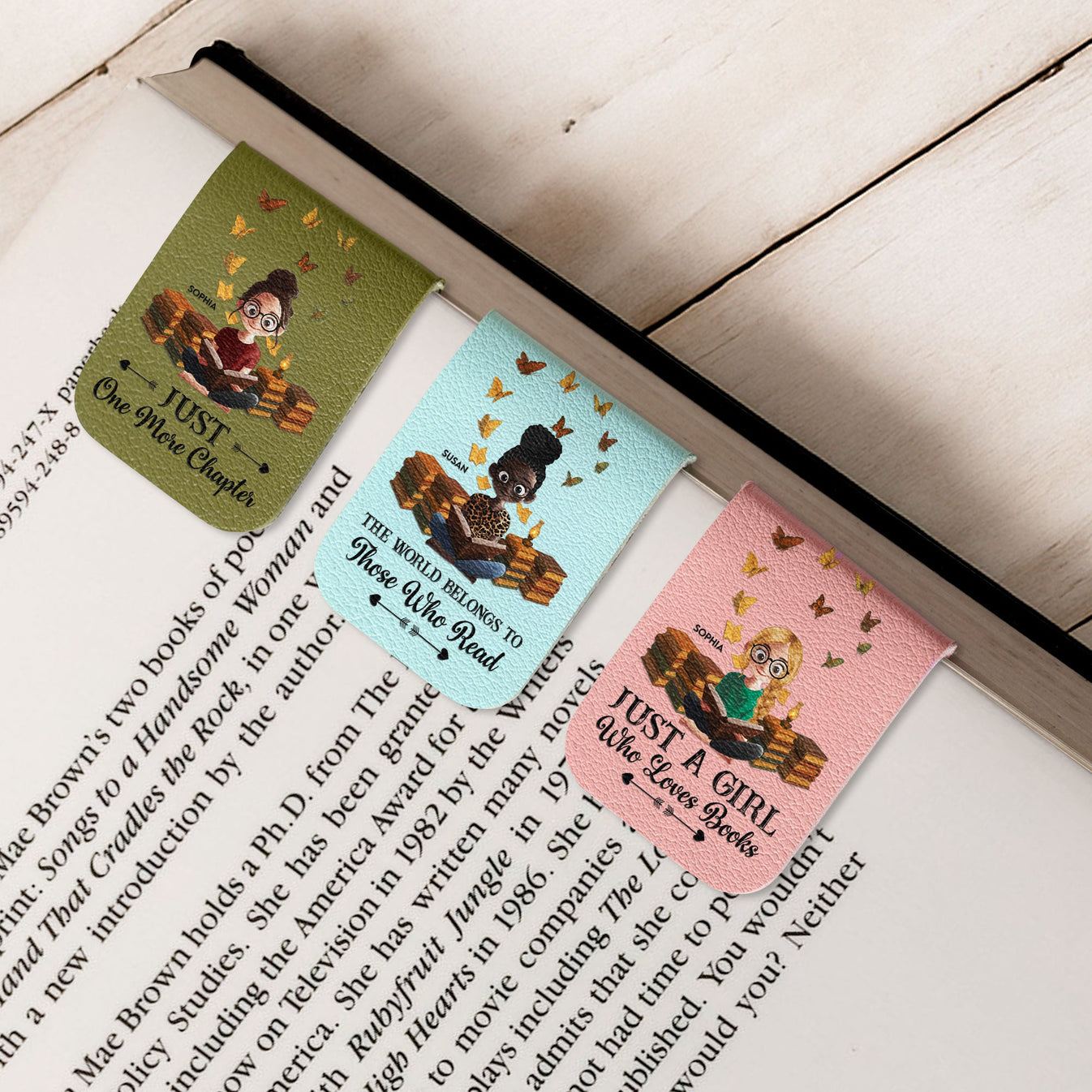 Just A Girl Who Loves Books - Personalized Leather Magnetic Bookmark ...