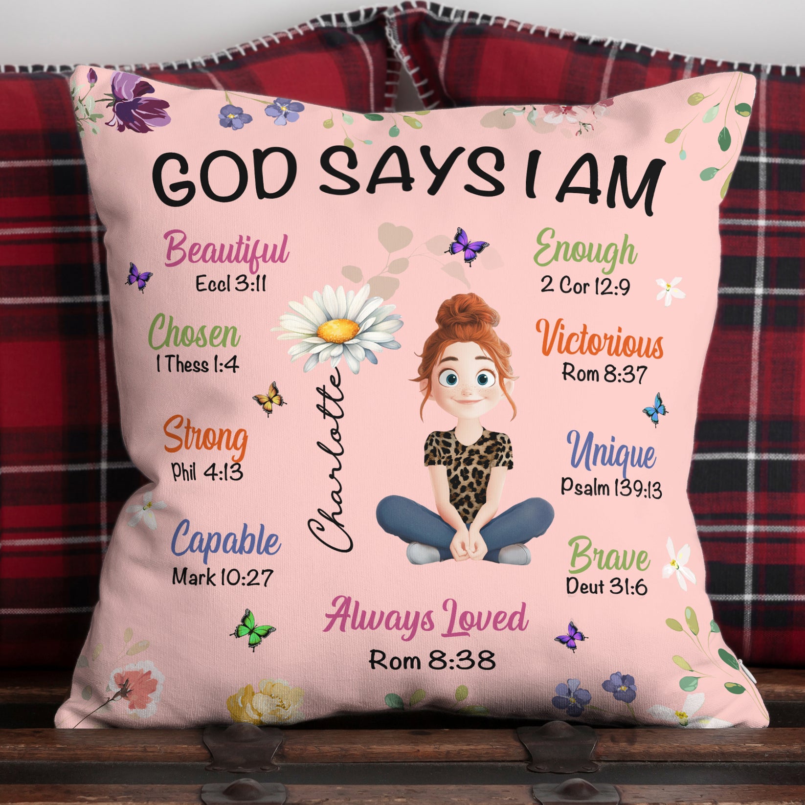 Kid Birth Flower God Says I Am - Personalized Pillow (Insert Included ...