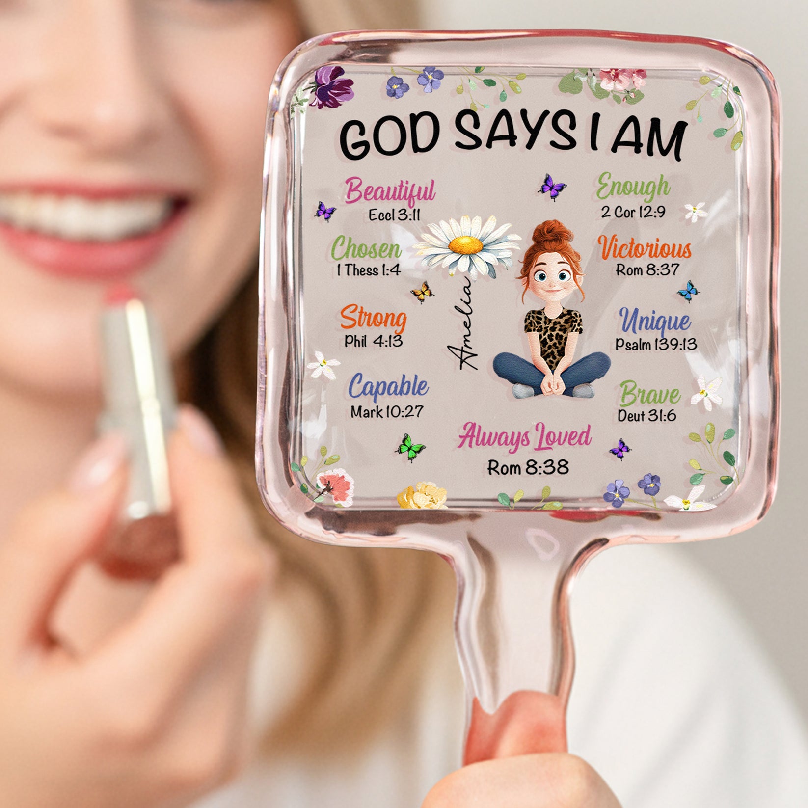 Kid Birth Flower God Says I Am - Personalized Handheld Mirror – Macorner