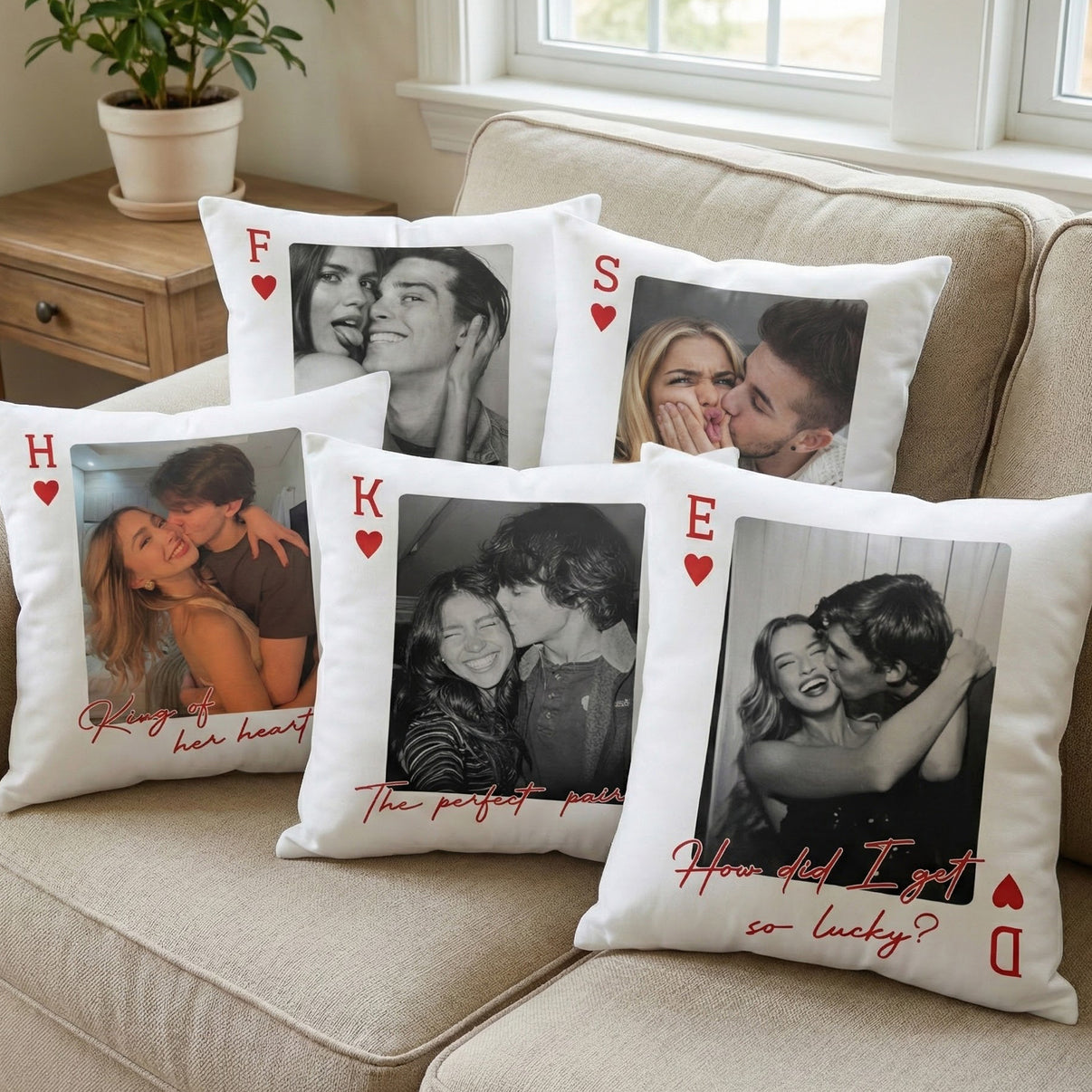 King & Queen Of Heart Custom Couples Photo Lucky Us - Personalized Pho ...