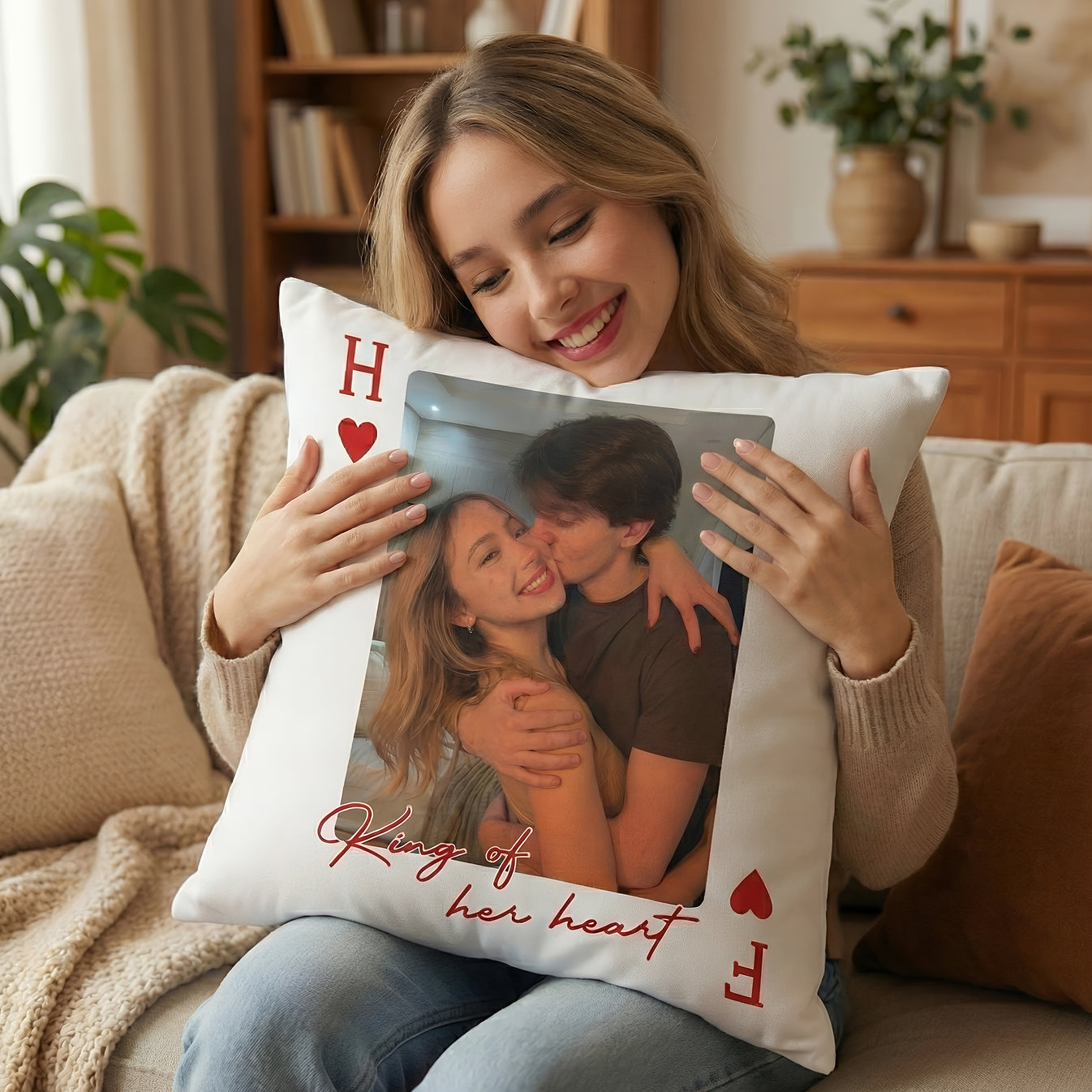 King & Queen Of Heart Custom Couples Photo Lucky Us - Personalized ...