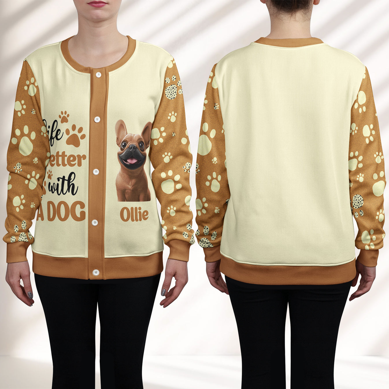 Life Is Better With Dogs - Personalized Crewneck Cardigan – Macorner