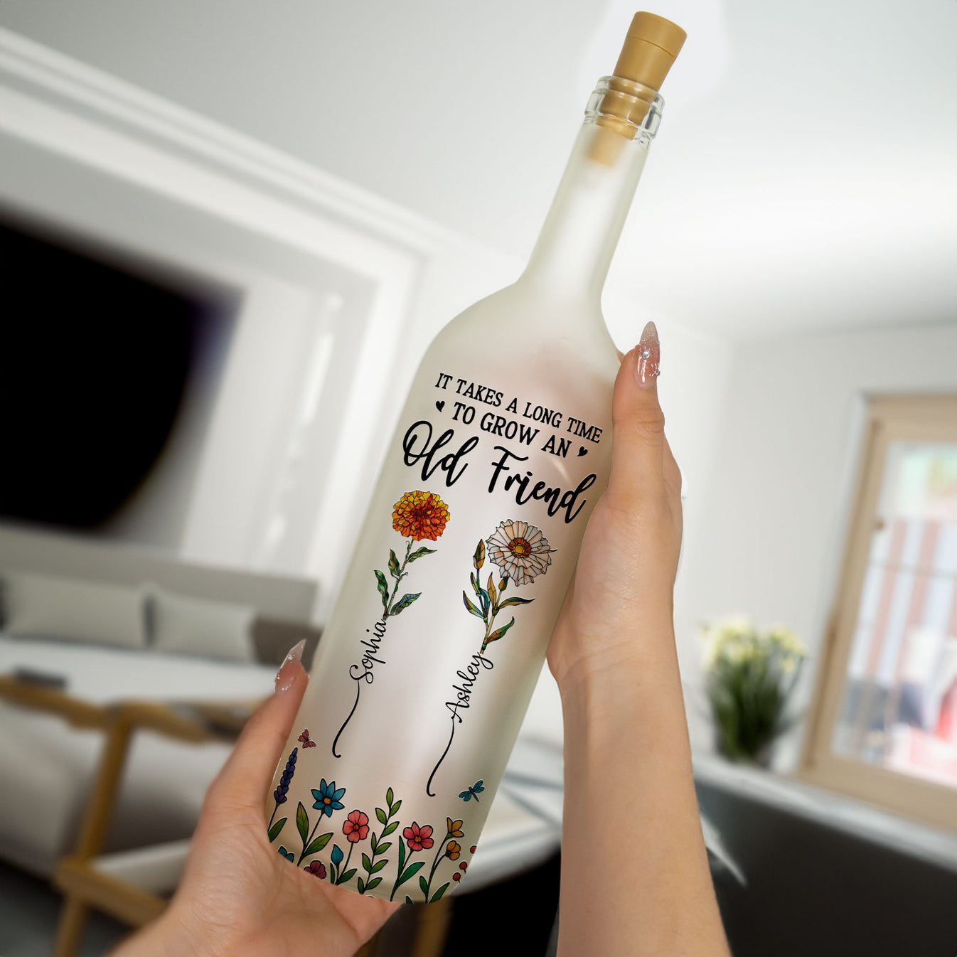 Long Time To Grow Old Friends - Personalized Bottle Lamp – Macorner