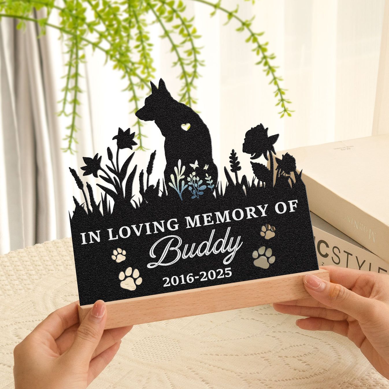 Loss Of Dog In Loving Memory - Personalized Metal Desk Silhouette Scul ...