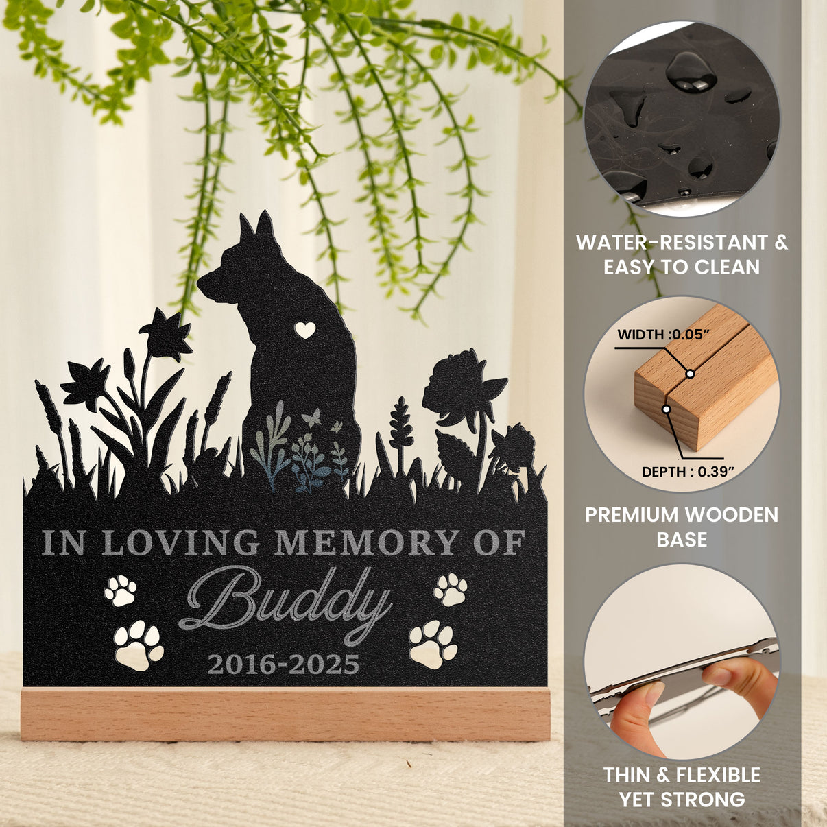 Loss Of Dog In Loving Memory - Personalized Metal Desk Silhouette Scul ...