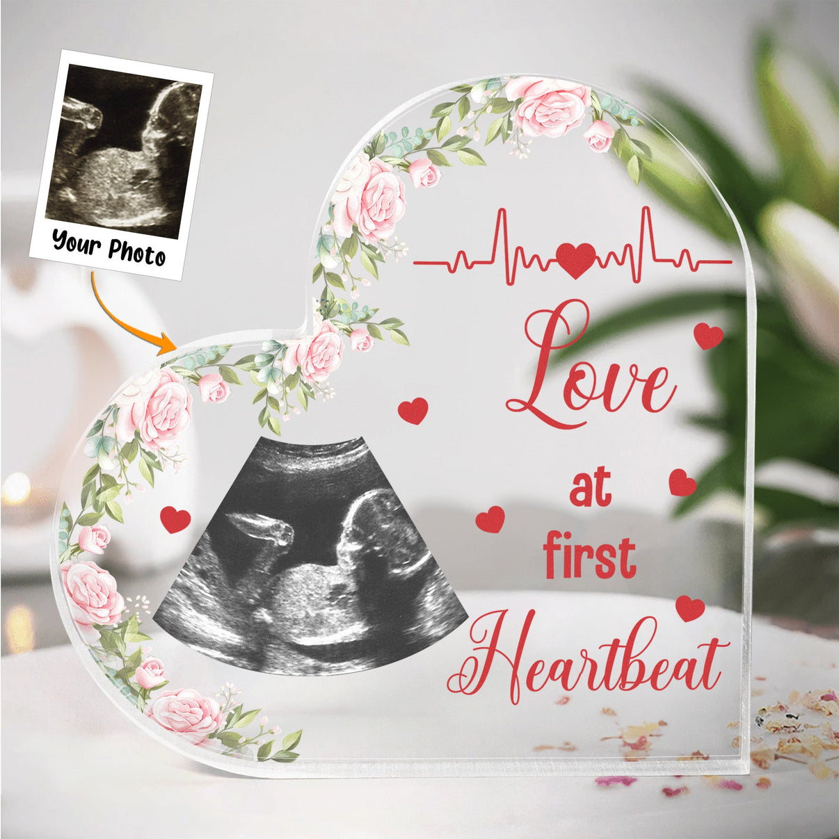 Love At First Heartbeat Baby Ultrasound New Mom - Personalized Photo ...