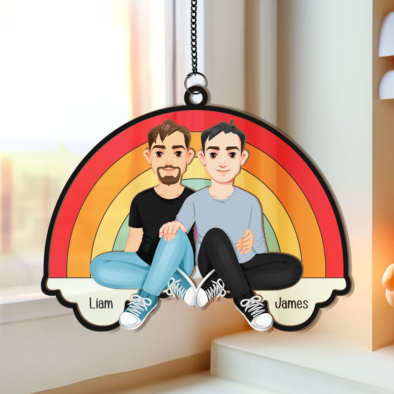 Love Is Love Rainbow - Personalized Window Hanging Suncatcher Ornament ...