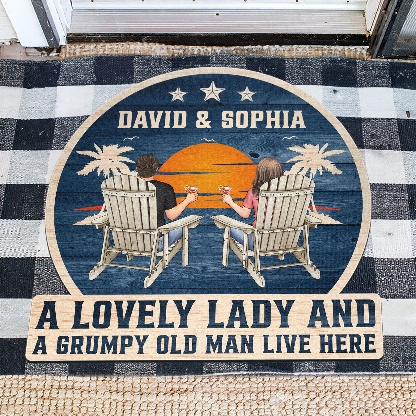Lovely Lady And A Grumpy Old Man Live Here - Personalized Doormat ...