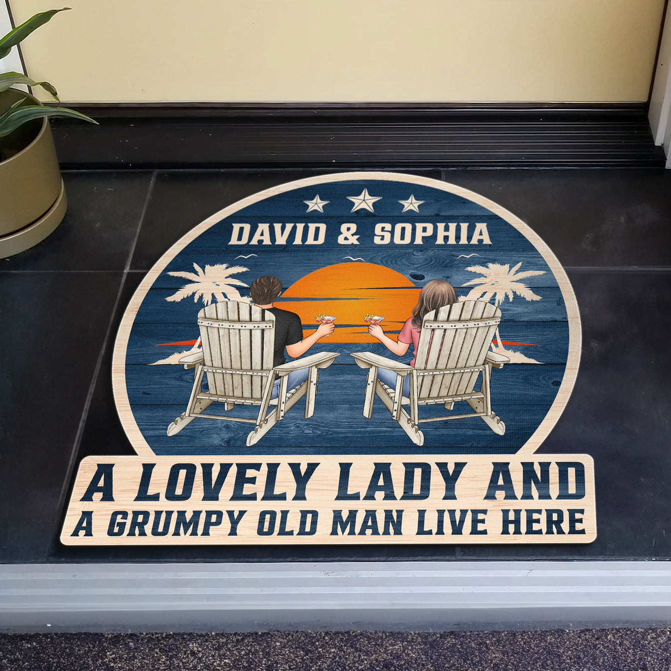 Lovely Lady And A Grumpy Old Man Live Here - Personalized Doormat ...