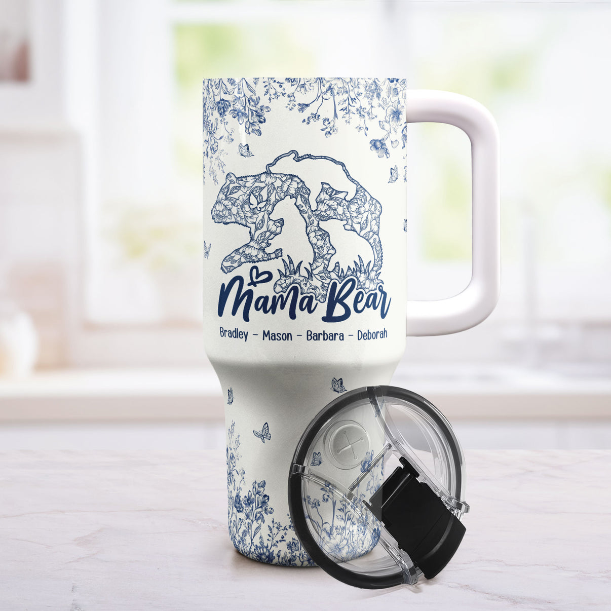 Mama Bear Toile De Jouy - Personalized 40oz Tumbler With Straw – Macorner