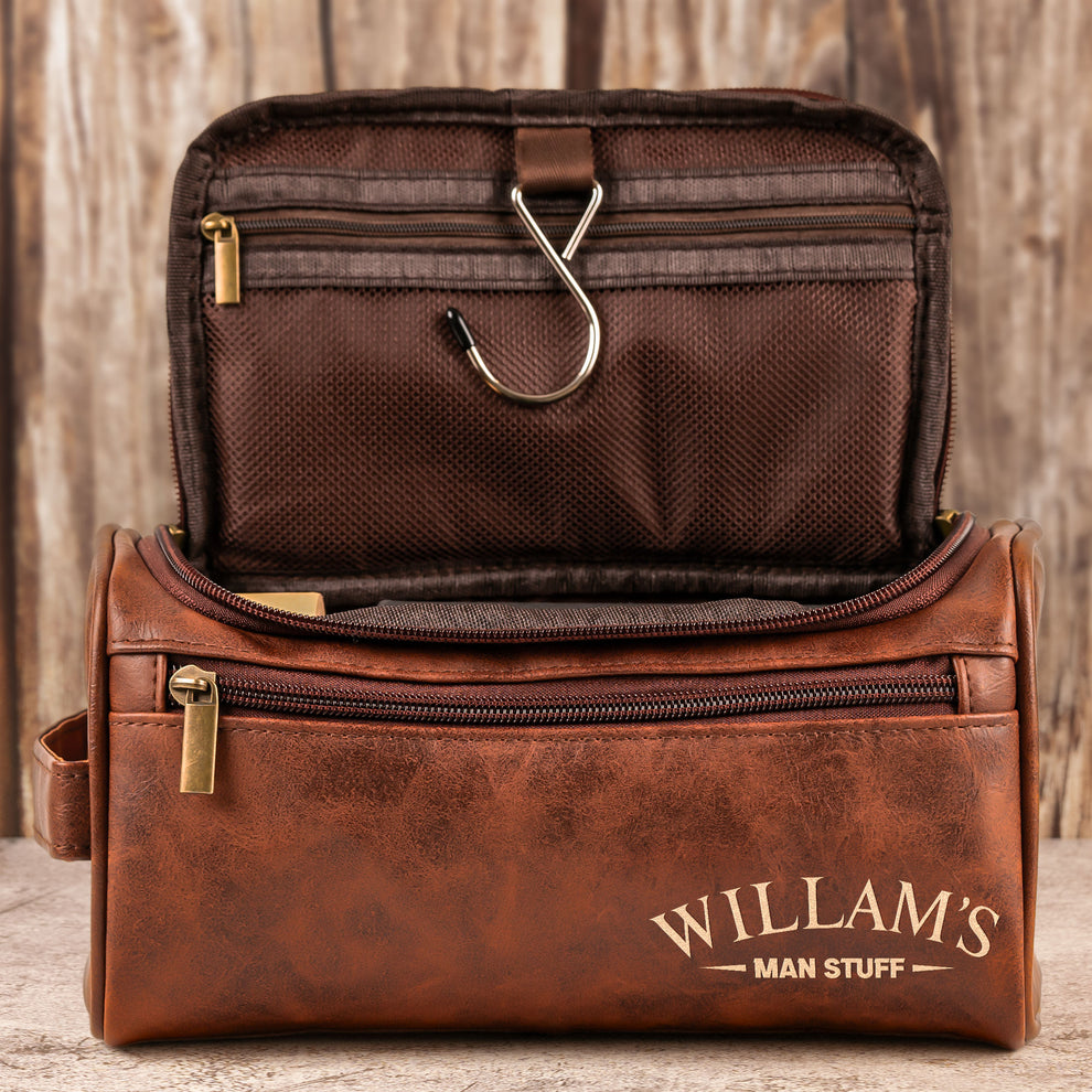Man Stuff - Personalized Leather Toiletry Bag – Macorner