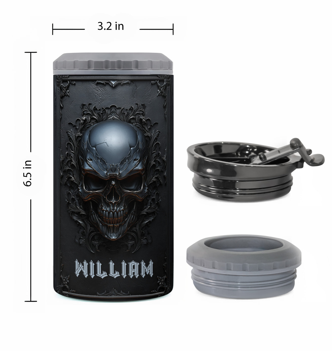 Matte Black Skull Cool Style - Personalized Can Cooler – Macorner