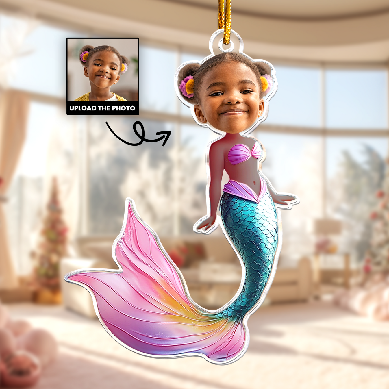 Mermaid Princess - Custom Face Ornament Gifts For Girl - Personalized ...