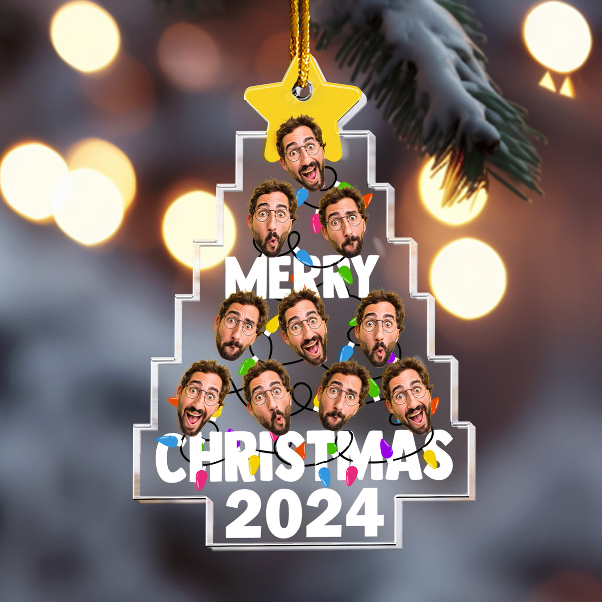 Merry Christmas Custom Photo Christmas Tree - Personalized Acrylic ...