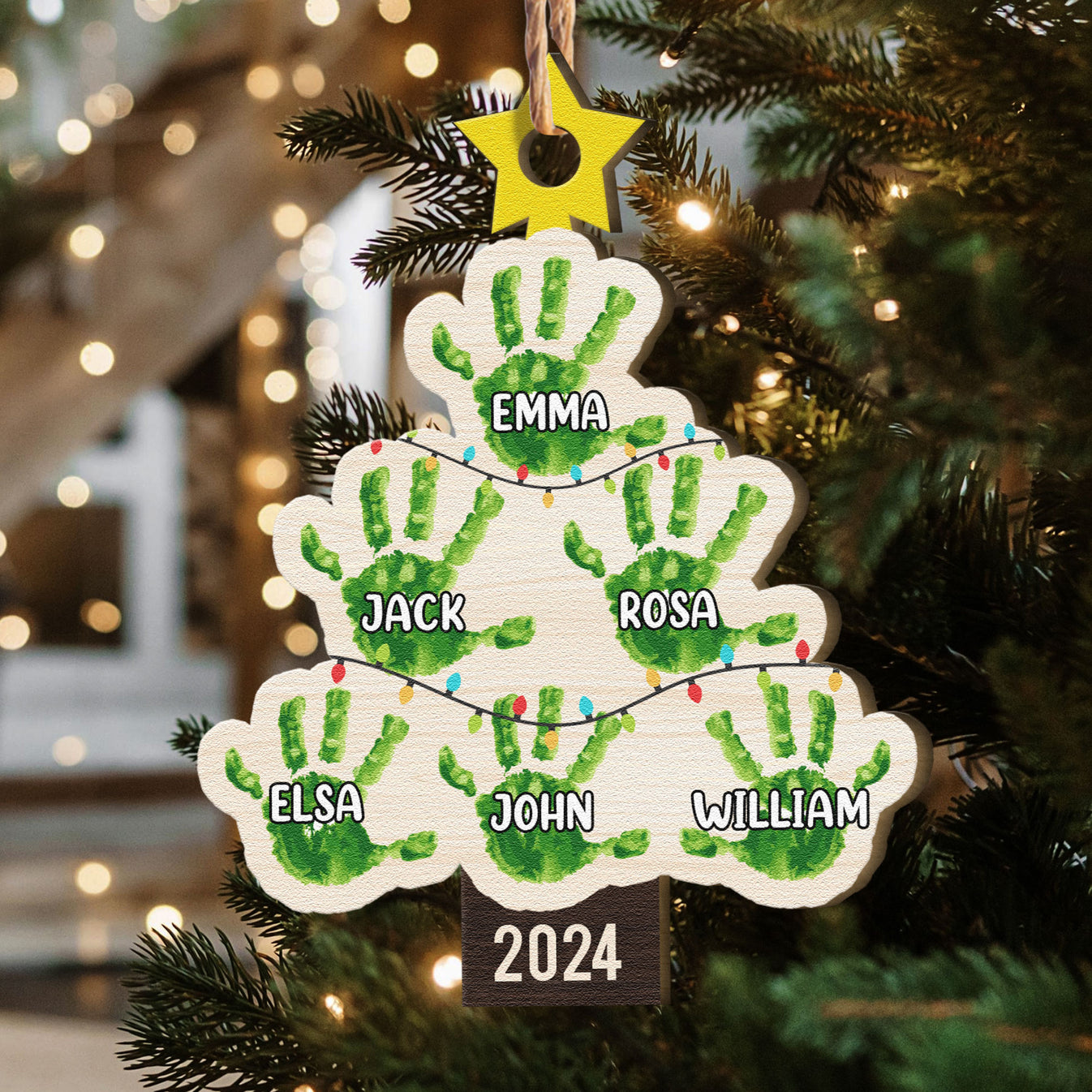 Merry Christmas Hands Down Christmas Light - Personalized Wooden Ornam ...