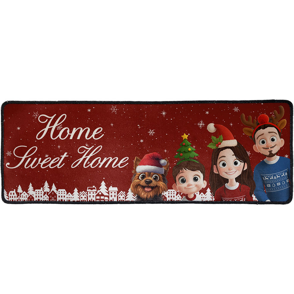 Merry Christmas Home Sweet Home - Personalized Runner Rug – Macorner