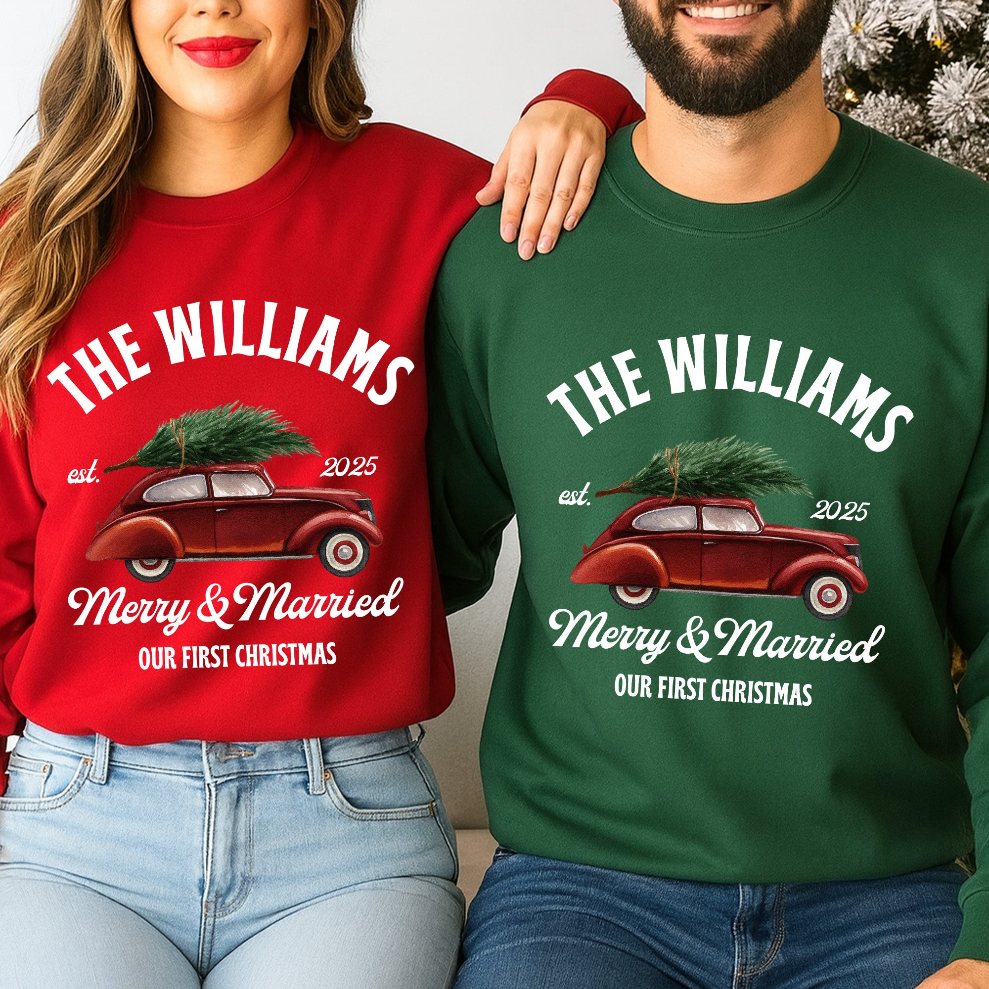 Merry & Married Our First Christmas Couple Matching Sweatshirts - Pers ...