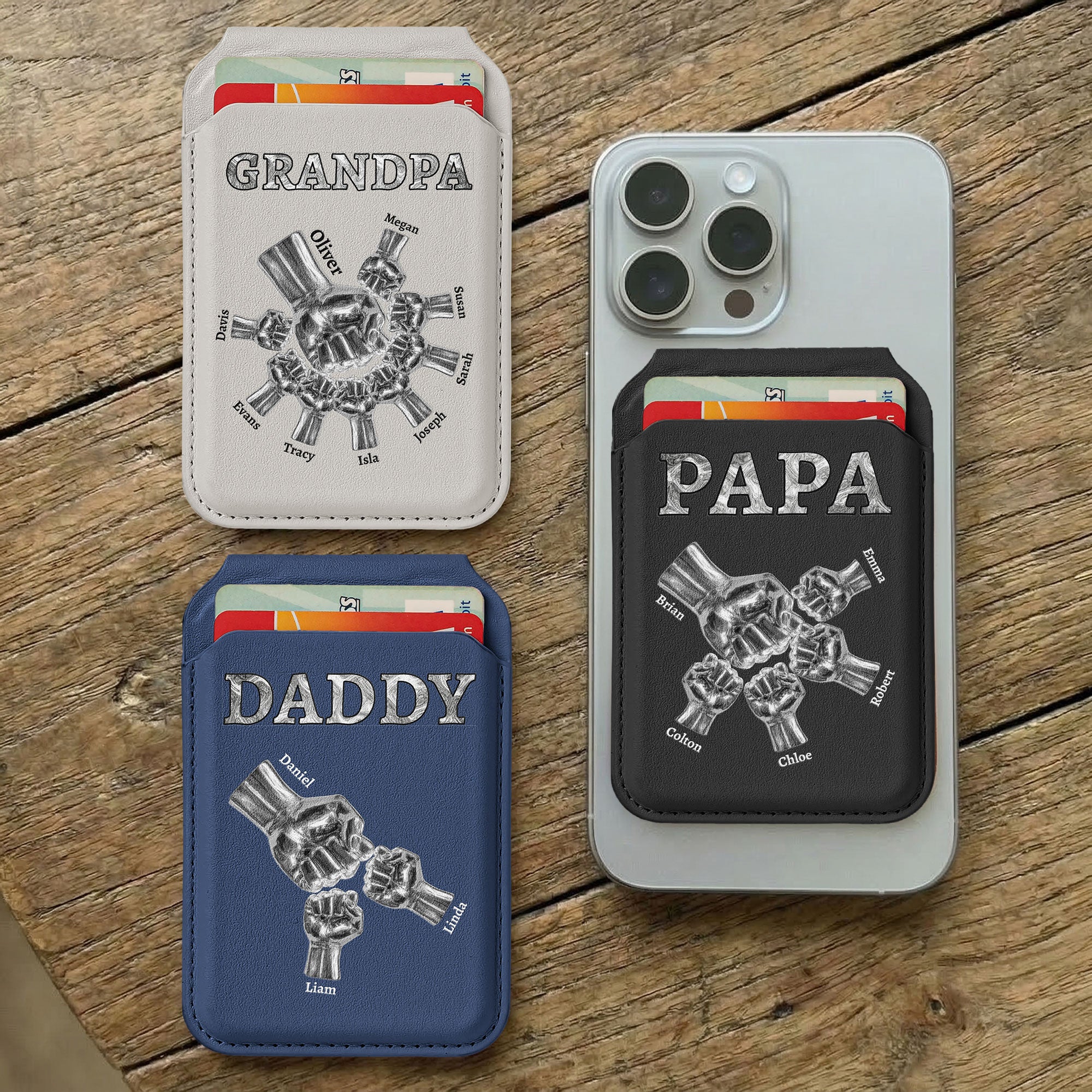 Metal Grandpa Fist Bump Print - Personalized Wallet Compatible With ...