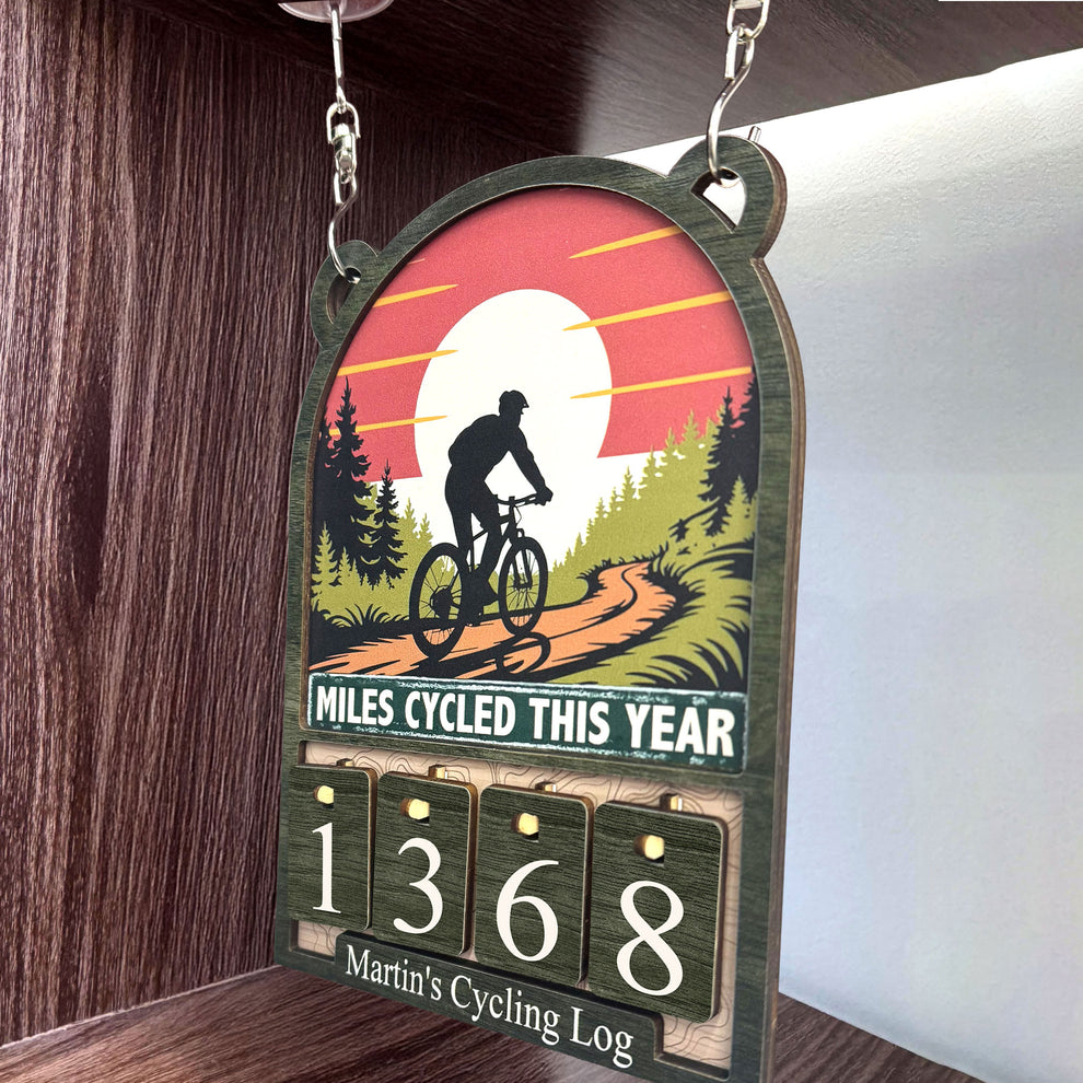 Miles Cycled This Year - Personalized Cycling Tracker Sign – Macorner