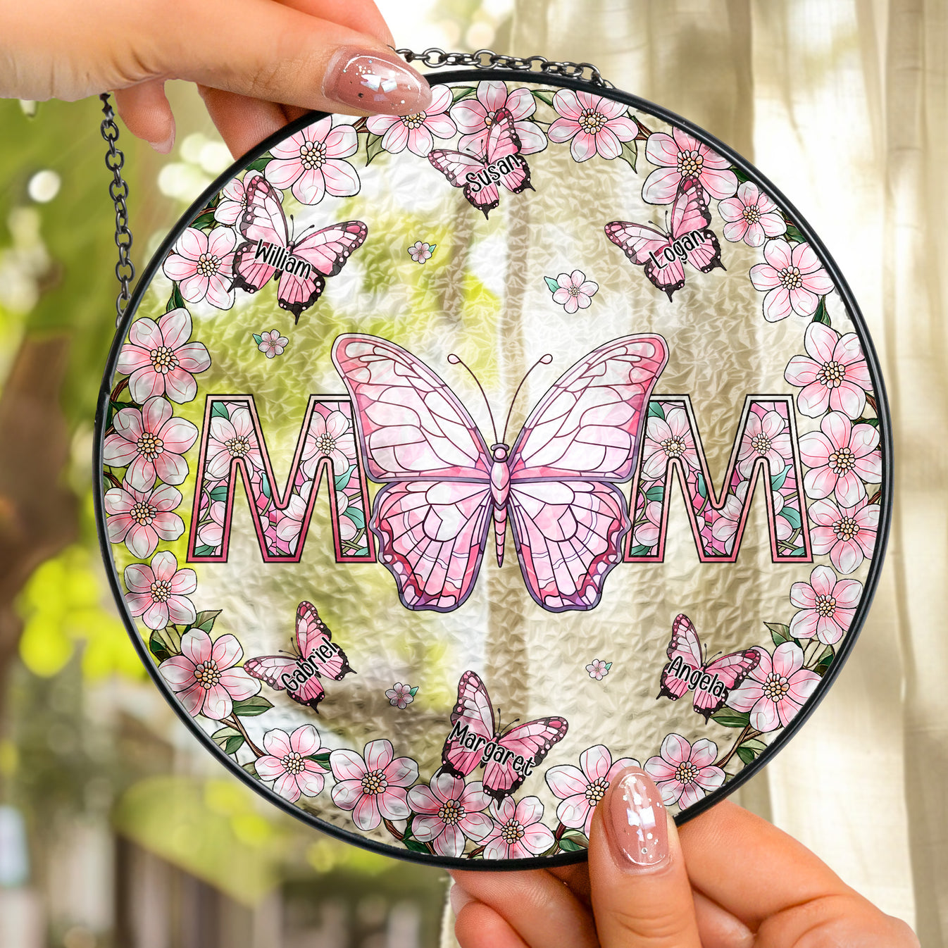 Mom Gifts Butterflies - Personalized Stained Glass Window Hanging ...